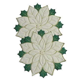 BESPORTBLE Weihnachtliches Tischset 2 St&uuml;ck 40cm Wiederverwendbare Tellermatten aus Silberwei&szlig;em Leinen mit Schwamm Isolierende Platzsets f&uuml;r Esszimmer und Festd