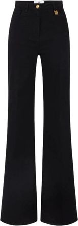 Elisabetta Franchi Femme, Pantalons, Noir, Taille: W30 Jean Palazzo avec D&eacute;tail Logo