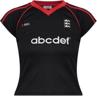 VETEMENTS Femme, Tops, Noir, Taille: 38 FR Alphabet Football Jersey T-shirt