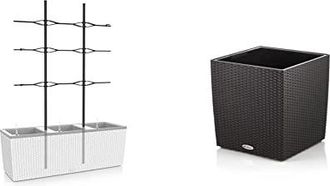 Lechuza Trio Cottage 30 Rankgitter, Neutral & Cube Cottage 30 Pflanzgefäß mit ERD-Bewässerungs-System, Granit, 30 x 30 x 30 cm