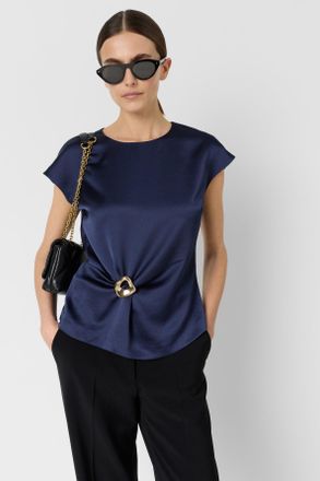 Gerard Darel Top drap&eacute; &agrave; bijou dor&eacute; - CLAUDIE - Marine