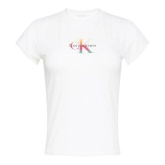 Calvin Klein Jeans Pride Slim Monogram Logo T-Shirt - - Tops - Damen - Wei&szlig; - L