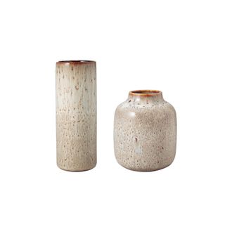 Villeroy & Boch Like. by Villeroy & Boch - Lave Home Vasen-Set, Blumenvasen Shoulder (15,5 cm) & Cylinder (20 cm), Tischvasen aus Steingut, Beige