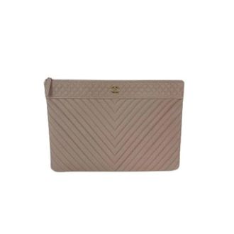 Chanel Pre-owned Caviar Chevron Gesteppte Gro&szlig;e Kosmetiktasche aus Leder - - Pre-owned - Damen - Beige - ONE SIZE