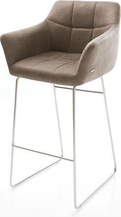 DELIFE Barstuhl Yulo-Flex Vintage Taupe Kufengestell Edelstahl, Barstühle