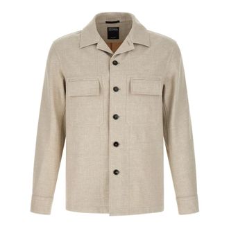Ermenegildo Zegna Homme, Vestes, Gris, Taille: 2XL Crossover Chemise Veste en Lin, Laine et Soie M&eacute;lang&eacute;s
