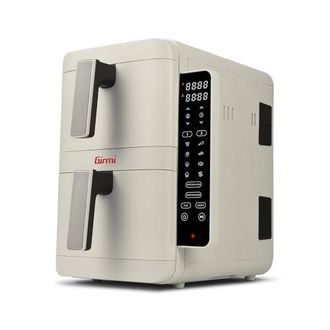 Girmi FG41 Hei&szlig;luftfritteuse Ecofrit Dual, 2400 W, Beh&auml;lter und Tabletts, antihaftbeschichtet, 9 Programme, digitales Display, Rezeptbuch, Wei&szlig;