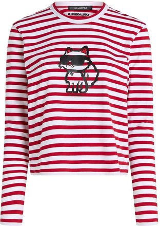 Karl Lagerfeld Gestreiftes Ikon T-Shirt - Rot