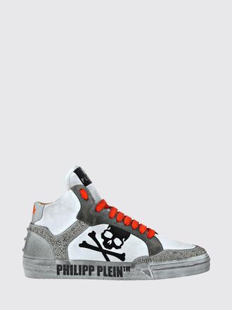 Philipp Plein Baskets montantes Retrokickz TM en cuir et daim avec strass et t&ecirc;te de mort