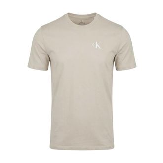 Calvin Klein Jeans Homme, Tops, Beige, Taille: 2XL T-shirt en coton &agrave; manches courtes et col rond