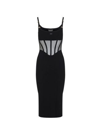 Elisabetta Franchi Corset-Panel Midi Dress - Black