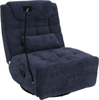 Hhg Relaxsessel HHG-311, TV-Sessel Fernsehsessel, drehbar Kippfunktion Handyhalterung, Stoff Chenille (260g/m&sup2;) blau