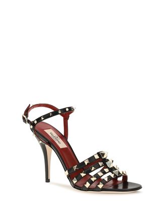 Valentino Garavani Womens Rockstud Kidskin Sandals Nero