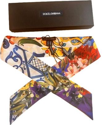 Dolce & Gabbana Floral Sicily Caretto Maiolica Twilly Scarf
