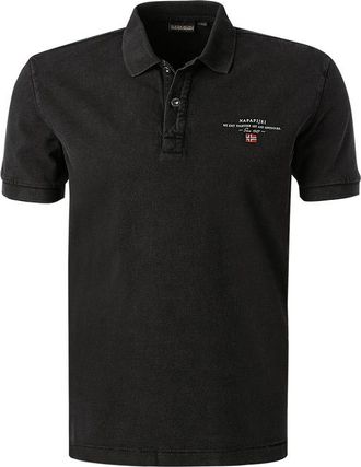 Napapijri Herren Polo-Shirt schwarz Baumwoll-Piqué