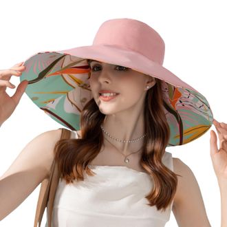 Feoya Sonnenhut Damen mit Abnehmbar Nackenschutzseil UV Schutz Breite Krempe Sommerhut Sommer Großer Hut UPF 50+ Fischerhut Gartenhut Frauen Reversible Sonn