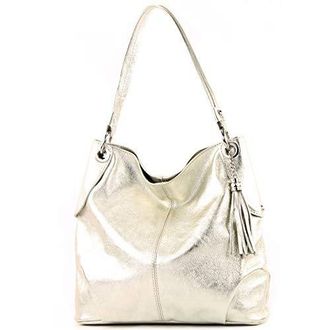 modamoda.de T185 - Sac &agrave; bandouli&egrave;re en cuir pour dames, Couleur:or clair