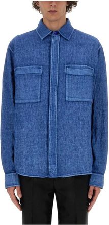 Burberry Homme, Chemises, Bleu, Taille: M Veste Chemise Textur&eacute;e en Coton