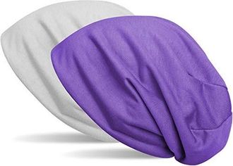 styleBREAKER Bonnet Réversible Souple, Léger et Doux - Long, Unisexe, Couleurs Unies 04024115 - Gris Clair/Lilas