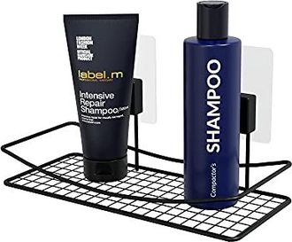 Compactor Duschablage ohne Bohren, Badezimmeregal selbstklebend, Schwarz, 25 x 11,5 x 15 cm, BESTLOCK Magic