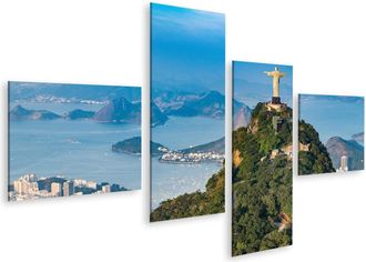 Islandburner Bild auf Leinwand Luftaufnahme von Rio De Janeiro. Corcovado Berg mit Statue von Christus dem Erlöser mit Blick auf die Landschaft von Rio Wandbild Le