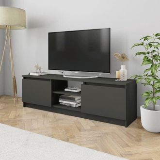 vidaXL Armoire t&eacute;l&eacute;vis&eacute;e 120x30x35,5 cm en bois avec 2 portes et 2 &eacute;tag&egrave;res diff&eacute;rentes de couleurs Couleur : Gris