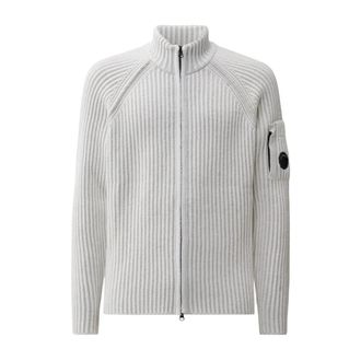 C.P. Company Rippstrick-Rei&szlig;verschluss-Strickjacke - - Knitwear - Herren - Wei&szlig; - XL