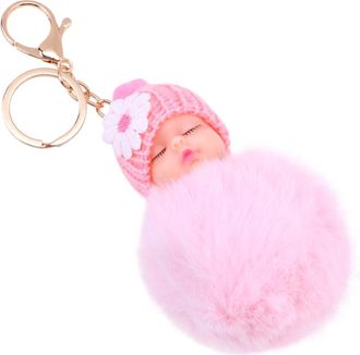 Garneck Puppe Pom Pom Schl&uuml;sselanh&auml;nger Niedlich Flauschig Schlafende Baby Puppe Schl&uuml;sselanh&auml;nger Pompon Auto Geldb&ouml;rse Tasche Telefon Anh&auml;nger Tasche Charm 