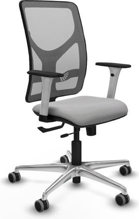 Piqueras y Crespo Schreibtischstuhl, grau, Rollen mit wei&szlig;en und schwarzen Armlehnen, h&ouml;henverstellbare Lendenwirbelst&uuml;tze, ausgestattet mit Syncro/Traslack und Schneid