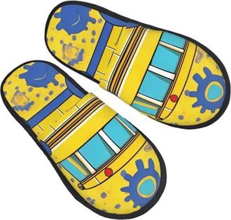 Generic Impression De Bus Scolaire Homme Femme Chaussures De Maison Peluche Slippers Antid&eacute;rapantes Chaussons Pour Automne Ext&eacute;rieur Int&eacute;rieur M