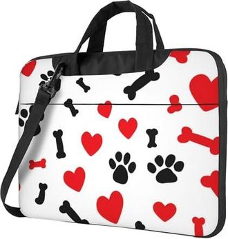 Generic Sac pour ordinateur portable de 15,6 pouces avec bandouli&egrave;re - Motif empreintes de pattes de chien - Housse de protection portable antichoc pour ordin