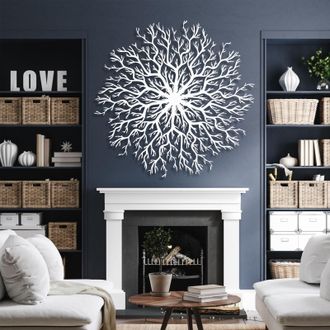 Generic Metall-Wandkunst, Abstrakter Baumzweig, Lebensbaum, AST f&uuml;r Wohnzimmer, Schlafzimmer (Wei&szlig;, 60 x 60 cm)