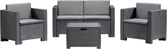 Dmora Loungeset f&uuml;r drau&szlig;en Kuiper, Outdoor-Lounge mit Couchtisch, Terrassenset mit Kissen, Gartenkomposition mit Sofa und Sesseln, Made in Italy