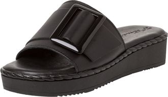 Tamaris Damen Plateau Mules Leder Keilabsatz Sommer; BLACK LEATHER/schwarz; 39 EU