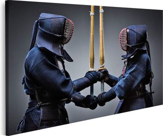 Islandburner Bild auf Leinwand Zwei Kendo Kämpfer Shinai Gegenüberliegend Japanische Kampfkunst Schwertkampf Bilder Wandbilder Poster