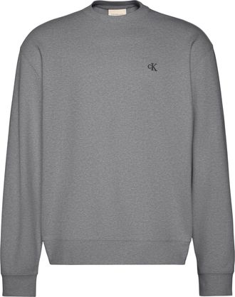 Calvin Klein Herren Ls Eu 350terry Monogram Cn Swtsh Lv04rc296g Sweatshirts, Grey(Med Grey Htr), XL