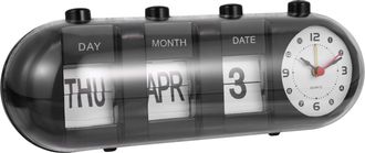 Amosfun Manueller Kalender Für Den Schreibtisch Kalender Zum Umblättern Mit Uhr Schwarz Für Büro Zuhause Arbeitszimmer Klassenzimmer