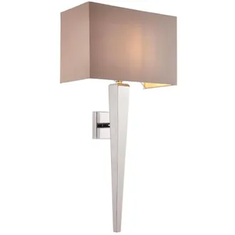 Endon Lighting Moreto - Applique murale dint&eacute;rieur &agrave; 1 ampoule chrome avec abat-jour effet soie gris, B22 - Endon