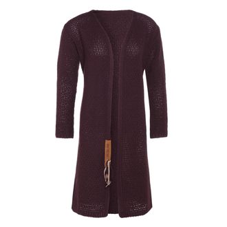 Knit Factory Luna Lange Strickjacke - Damen Strickjacke mit Wolle - Cardigan mit Hochwertige Qualität - Grobstrickjacke für Damen - Großen Größen - Aubergine - 50/