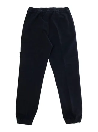 Stone Island Boys Blue Pants With Elastic Waist And Logo Patch Cotton Trousers