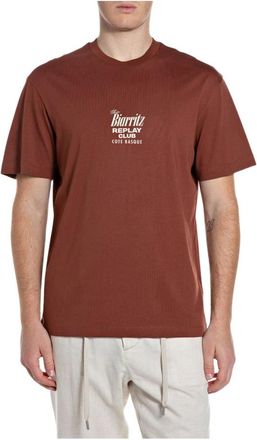 Replay Homme, Tops, Brun, Taille: S T-shirt en coton &eacute;pais