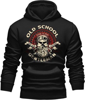 Gasoline Bandit Kapuzensweatshirt Biker Racer Motorrad Hoodie - Old School Gentleman Print