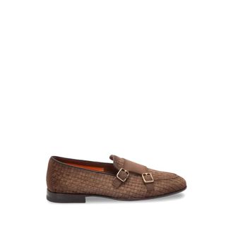 Santoni Homme, Chaussures, Brun, Taille: 42 1/2 EU Mocassins en daim &agrave; double boucle