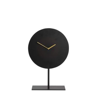 Light & Living Uhr auf Fu&szlig; Waiwo - Schwarz/Gold - 30x10x45,5cm - Rund - Metall - Standuhr - Tisch Uhr