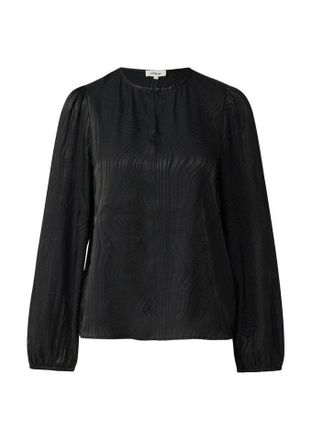 s.Oliver Langarmbluse Bluse Flie&szlig;ende Jacquardbluse mit Raffung