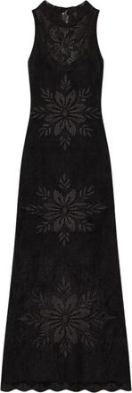 Twinset Femme, Robes, Noir, Taille: 36 FR Mesh Floral Maxi Dress