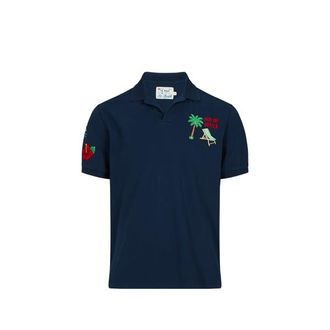 MC2 Saint Barth Polo &agrave; multiples broderies en coton m&eacute;lang&eacute;