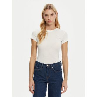 Tommy Jeans T-Shirt DW0DW20459 Wei&szlig; Slim Fit