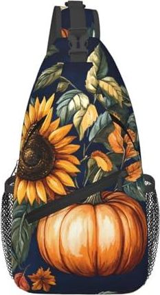 Generic Sacoche Port&eacute; &eacute;paule Pommes de citrouille tournesol Antivol Sac Bandouli&egrave;re Multifonction Crossbody Bag pour Homme Femme Randonn&eacute;e