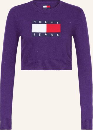 Tommy Jeans Cropped-Pullover Mit Pailletten lila